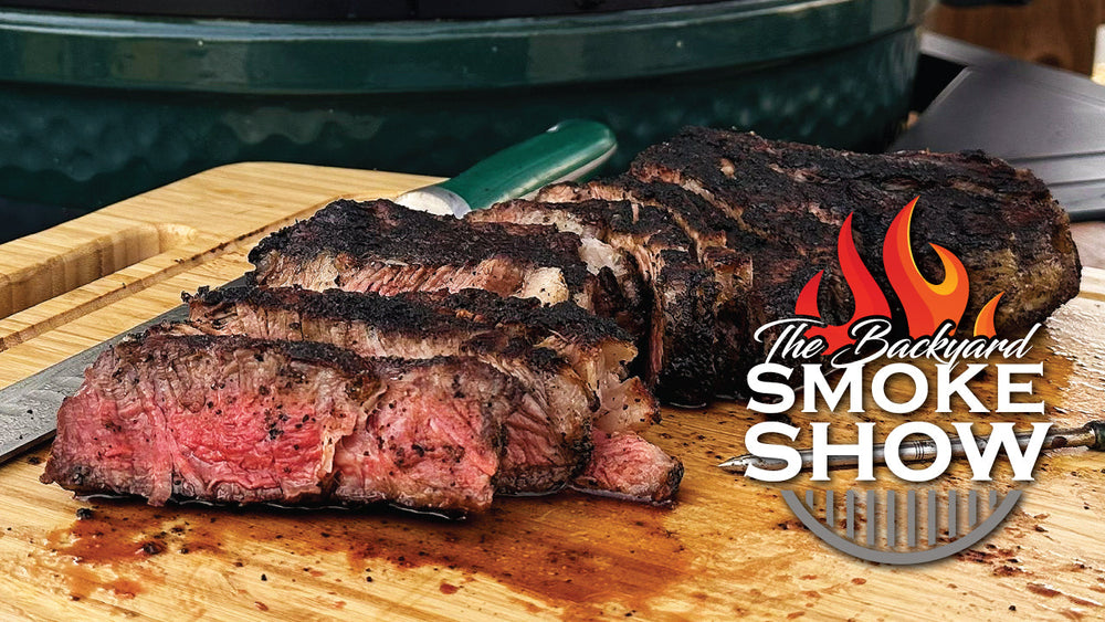 Thick-cut Cowboy Ribeye Steak on the Big Green Egg | Backyard Smoke Sh ...