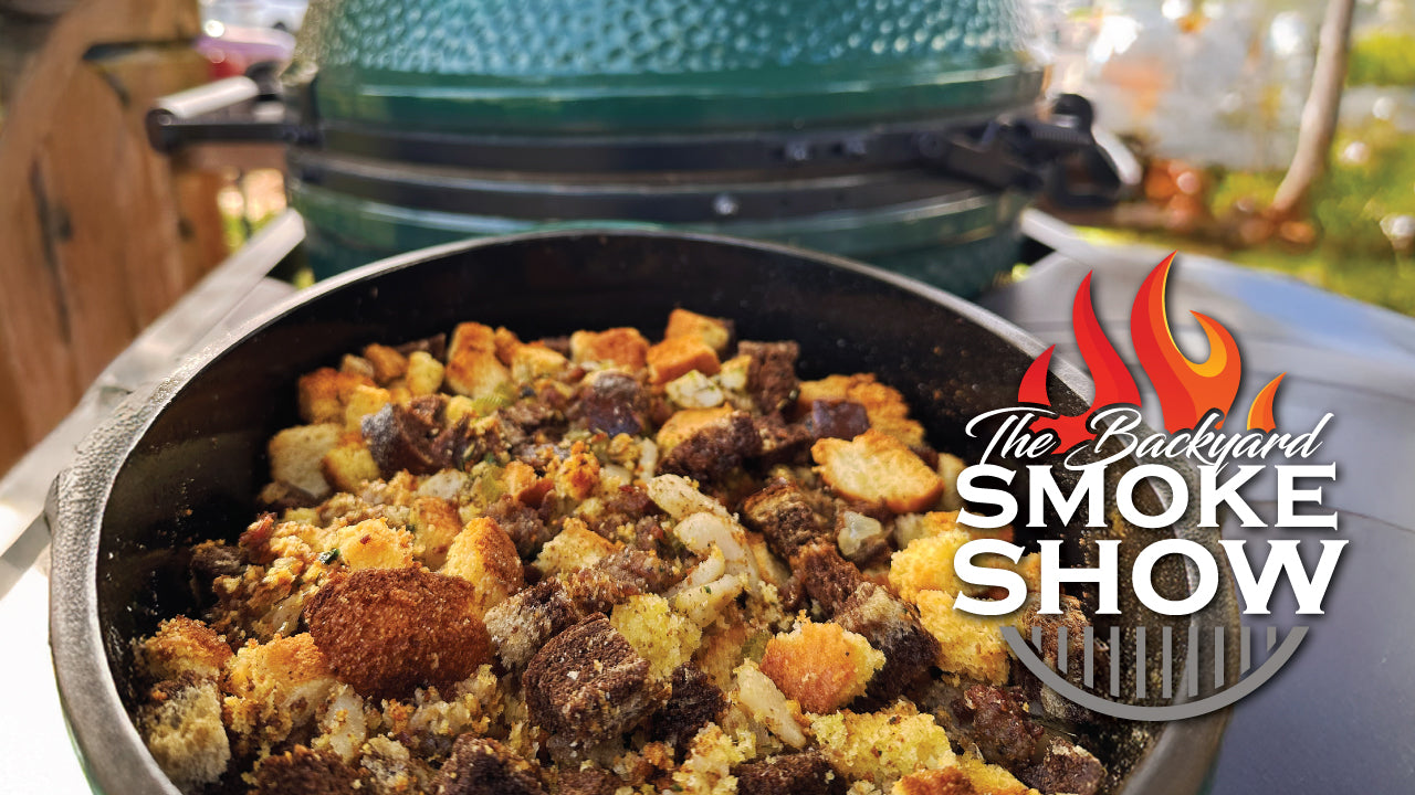 The Ultimate Thanksgiving Stuffing on the Big Green Egg | Backyard Smo ...