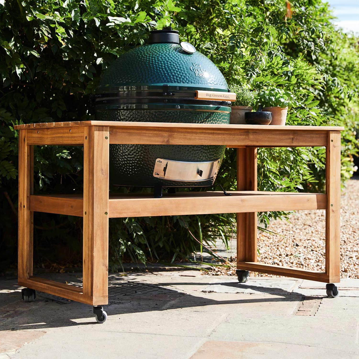 Acacia Hardwood Table for XL Big Green Egg – Outdoor Home