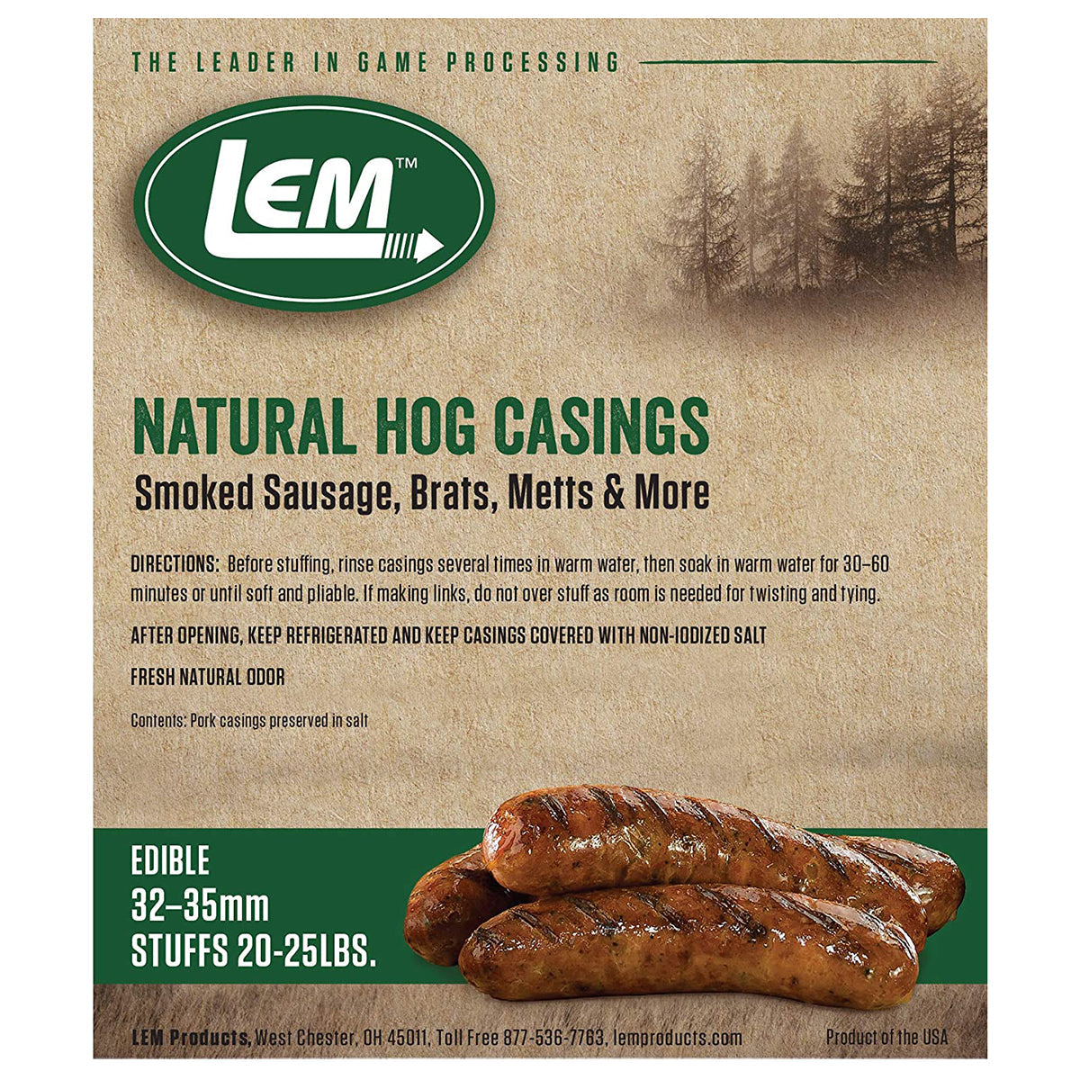 LEM Natural Hog Sheep Casings for Sausage Making Outdoor Home